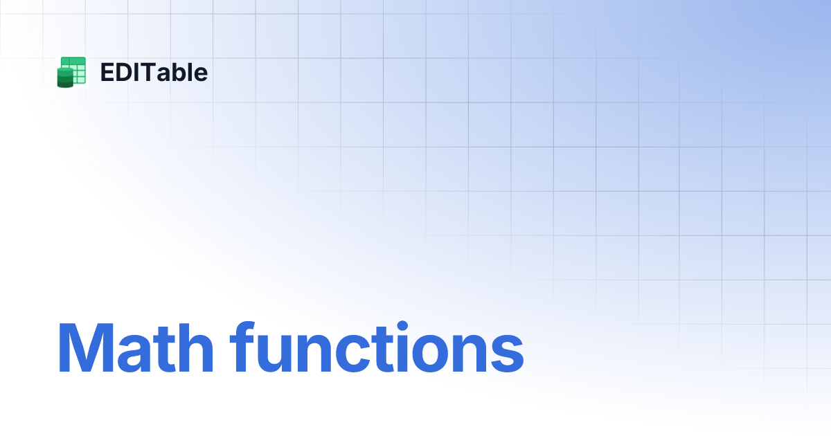 Math functions | EDITable