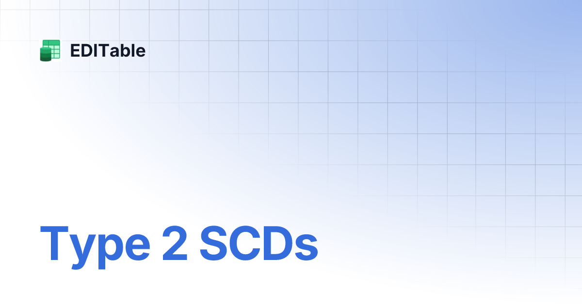 Type 2 SCDs | EDITable