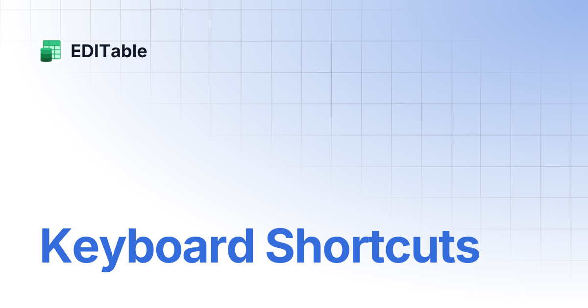Keyboard Shortcuts | EDITable