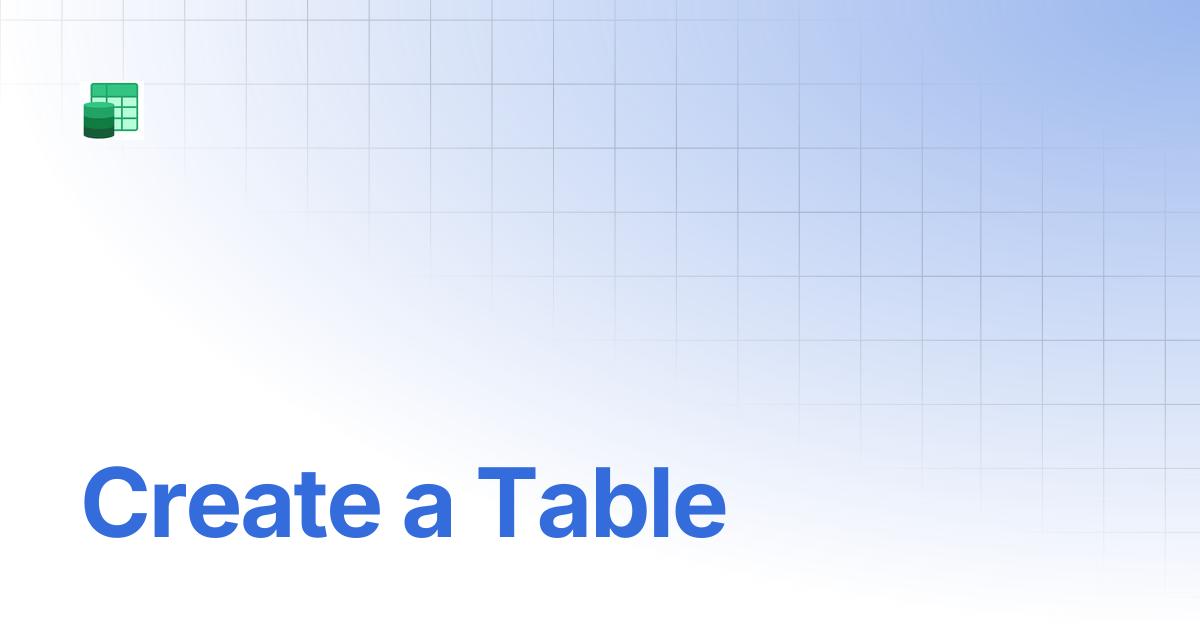 Create a Table | EDITable